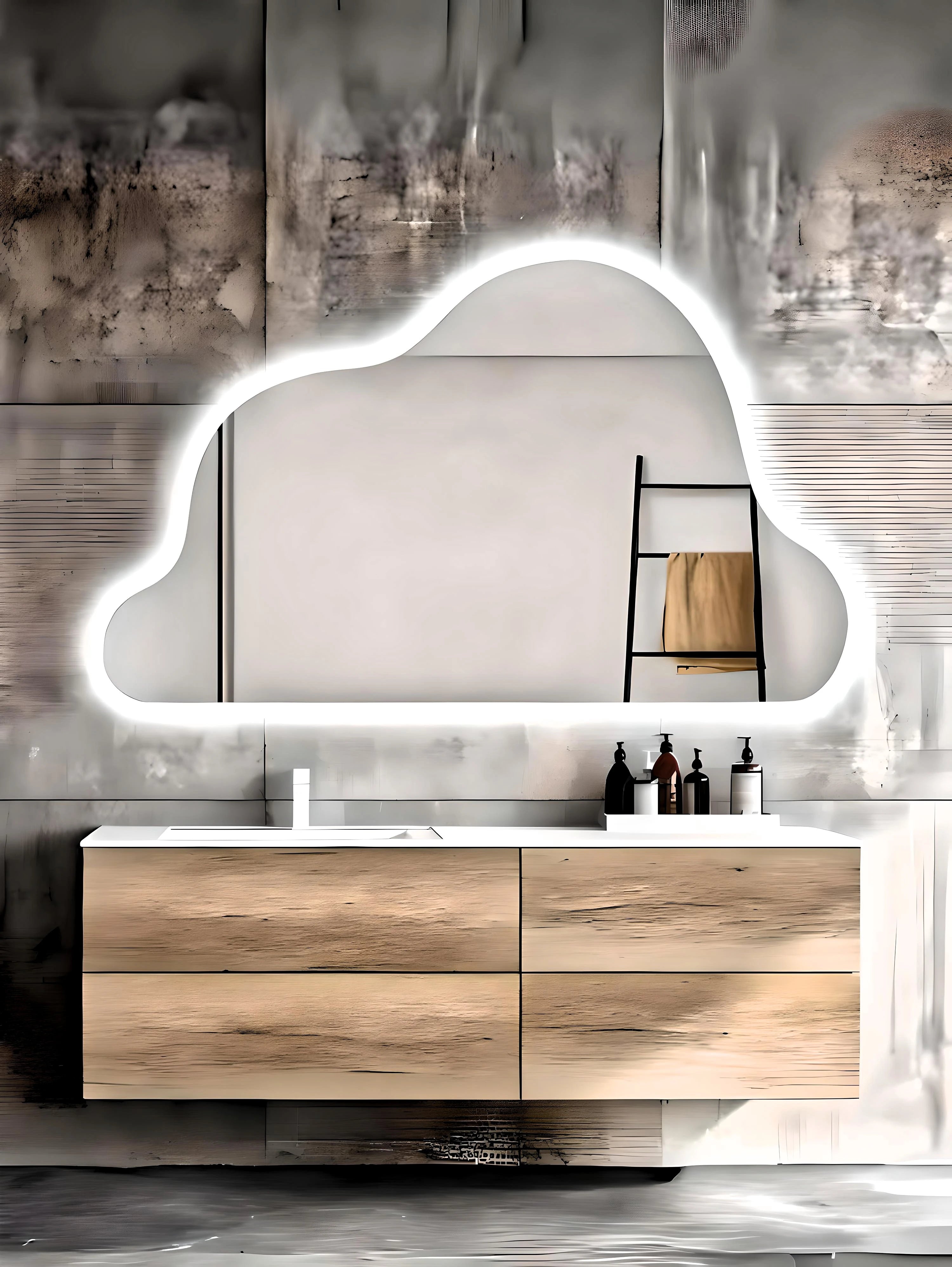 Glassonomic Cloudy LED Mirror | HD View Mirror with Light