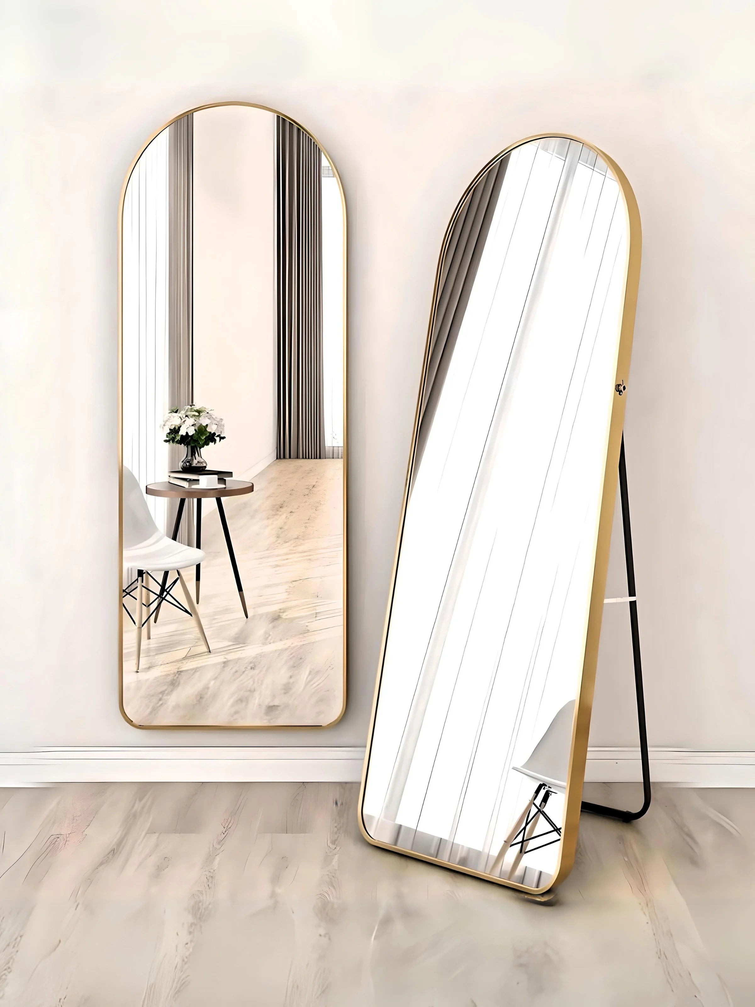 Glassonomic Elite Half-Round Standing Mirror | Anodized Coating