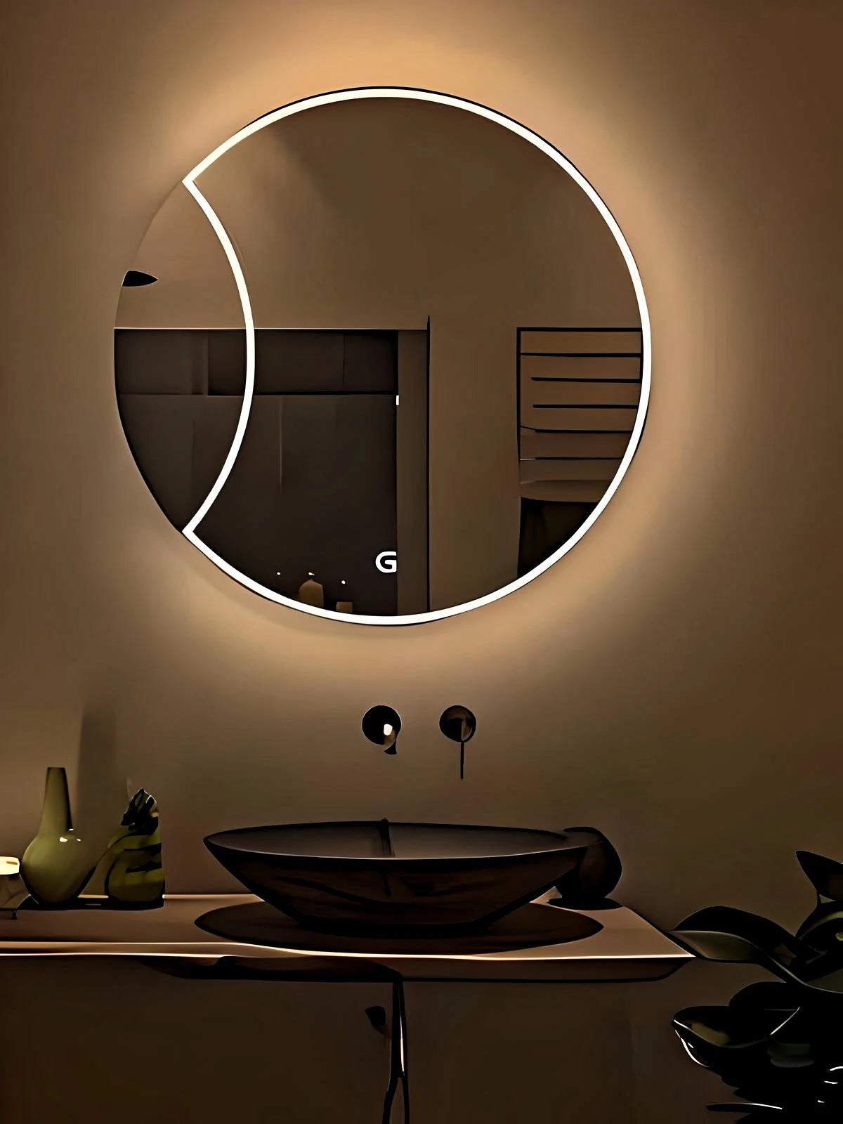 Glassonomic Moon Shape Mirror With Light | HD View LED Mirror