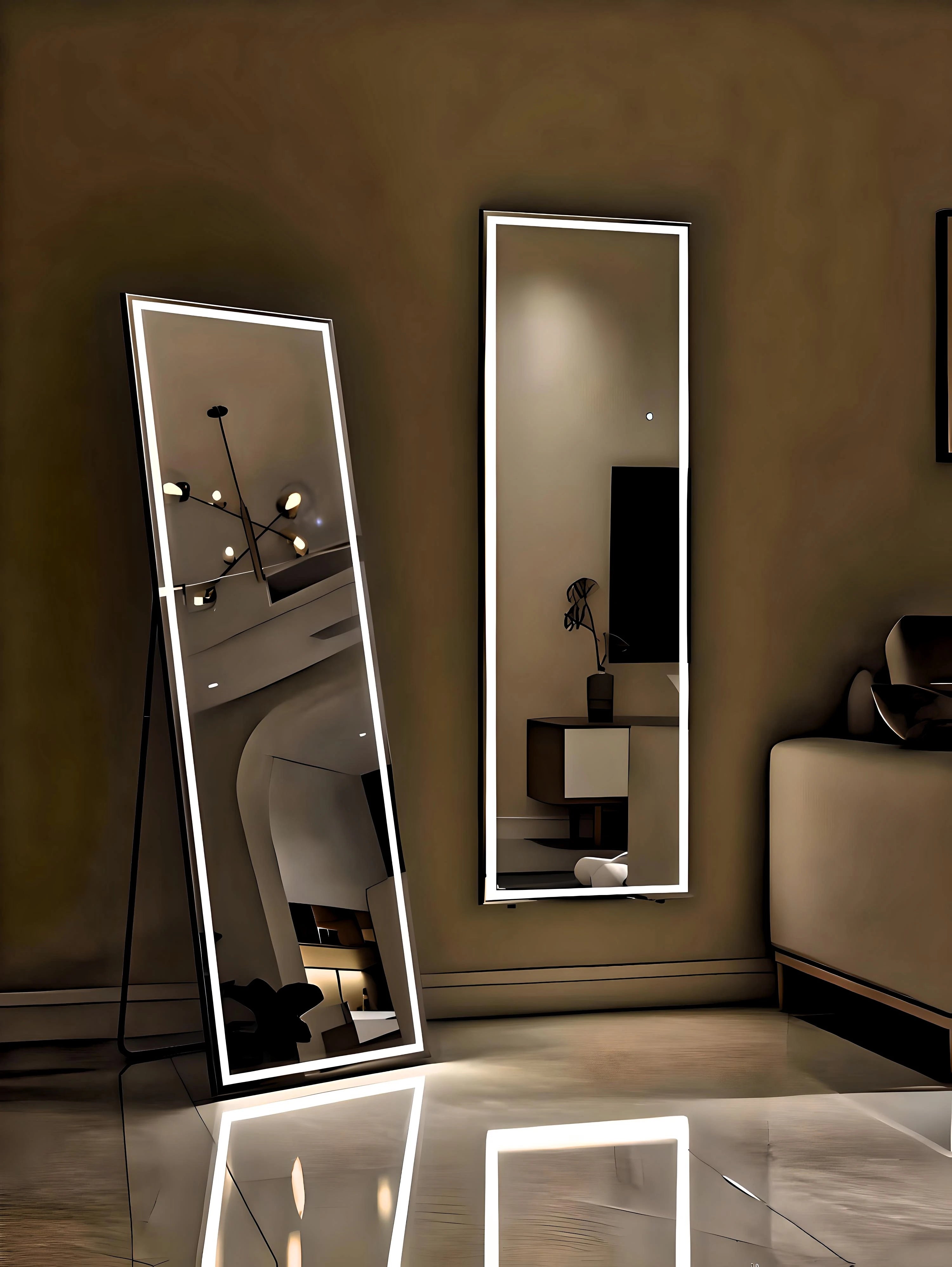 Trendy Standing LED Mirror - Enhance Vision, Stylish Look, Buy Now